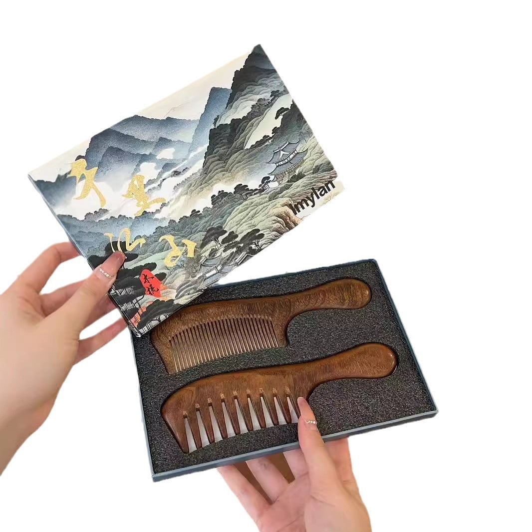 QJJQ Walnut Wood Hair Comb, Walnut Wood Comb, Walnut Wide Tooth Curly ...