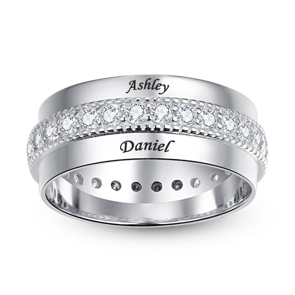 JQUEEN Women's Personalized 925 Silver Rings for Women Engraved Names ...
