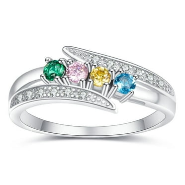 Personalized Promise Mothers Ring with 2-5 Simulated Birthstone 925 ...