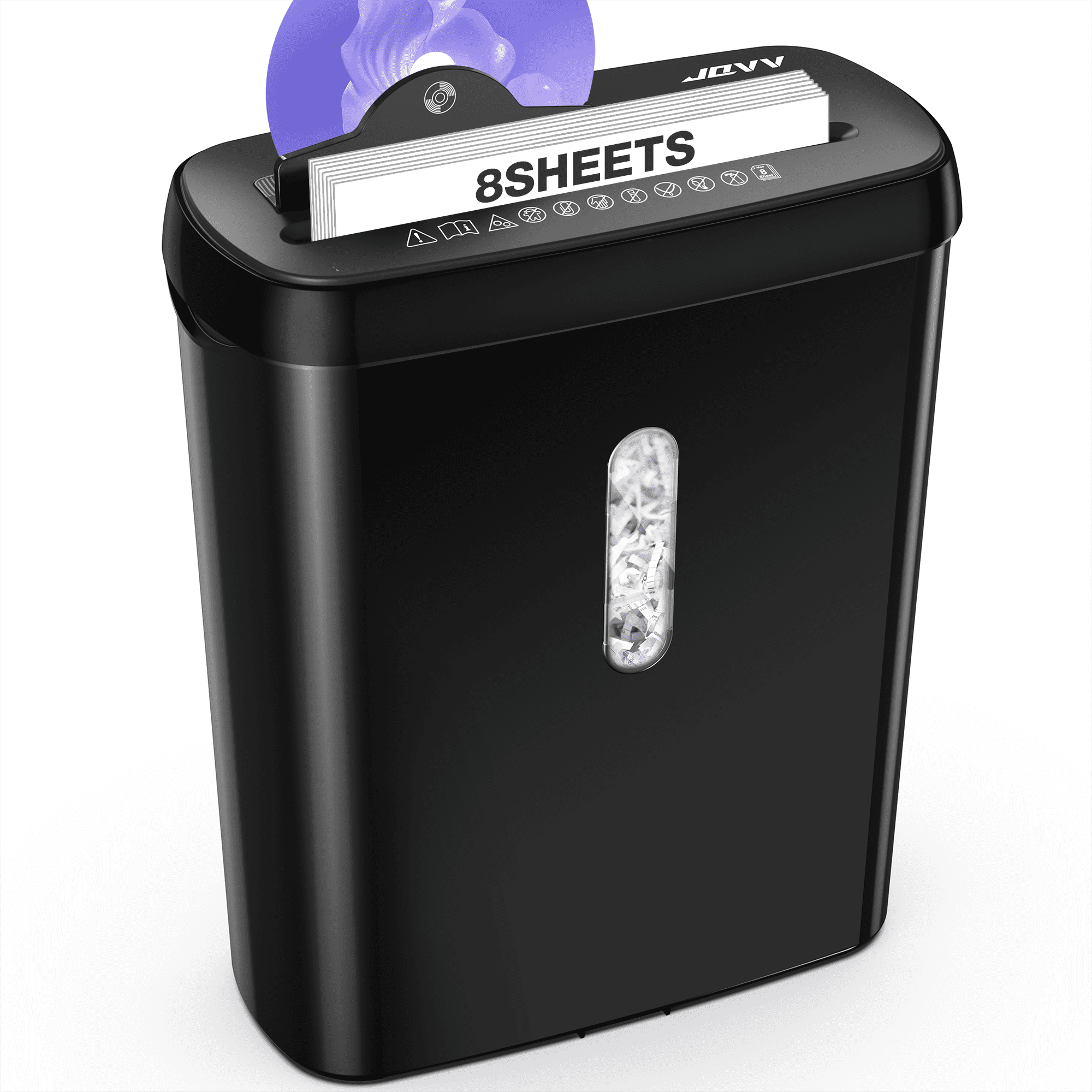 JQVV Paper Shredder for Home Office, 8-Sheet Strip-Cut Shredder, P-2 ...