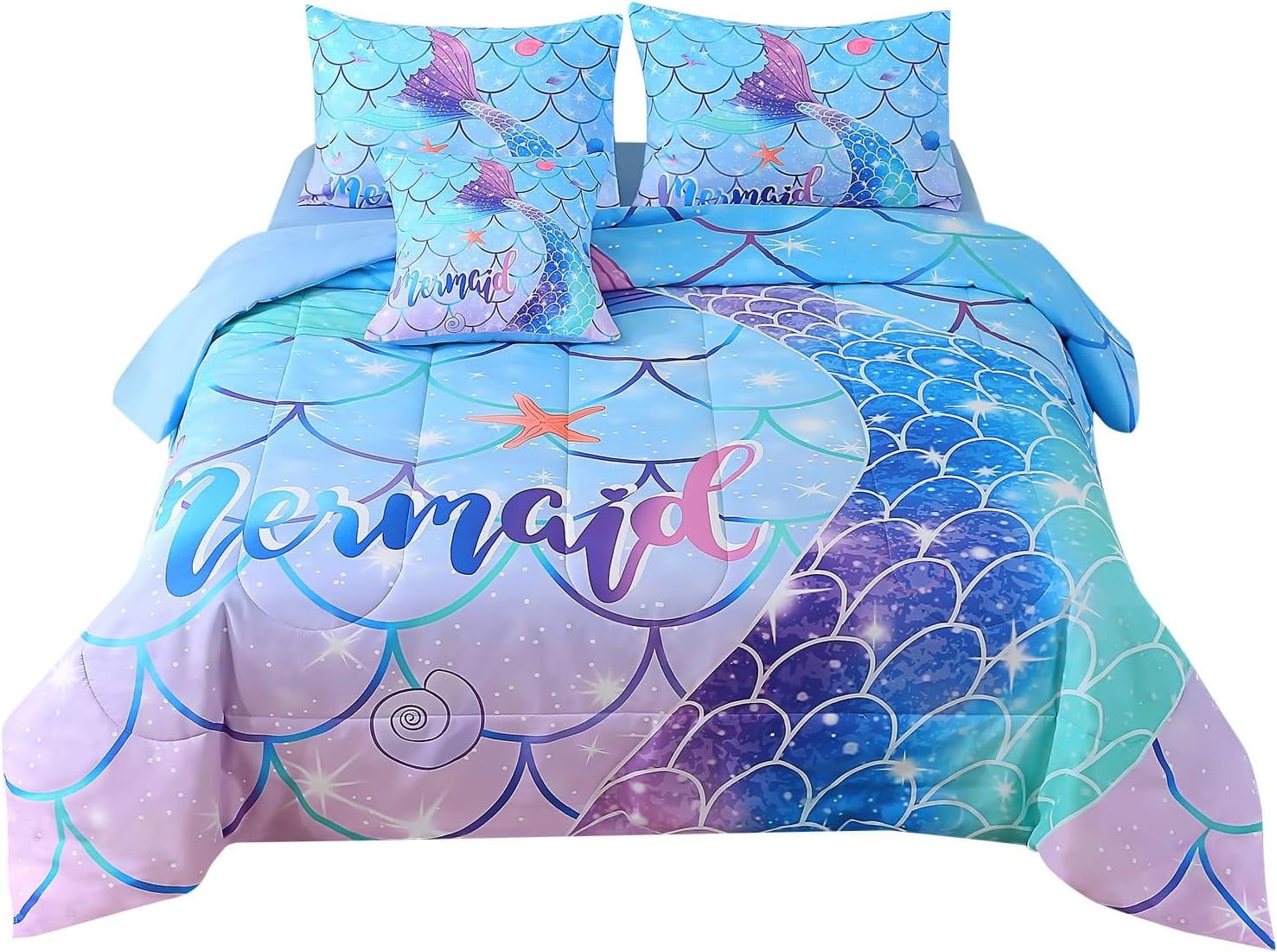 Free Shipping! JQinHome Mermaid Comforter Set Twin Size, 6 Piece ...