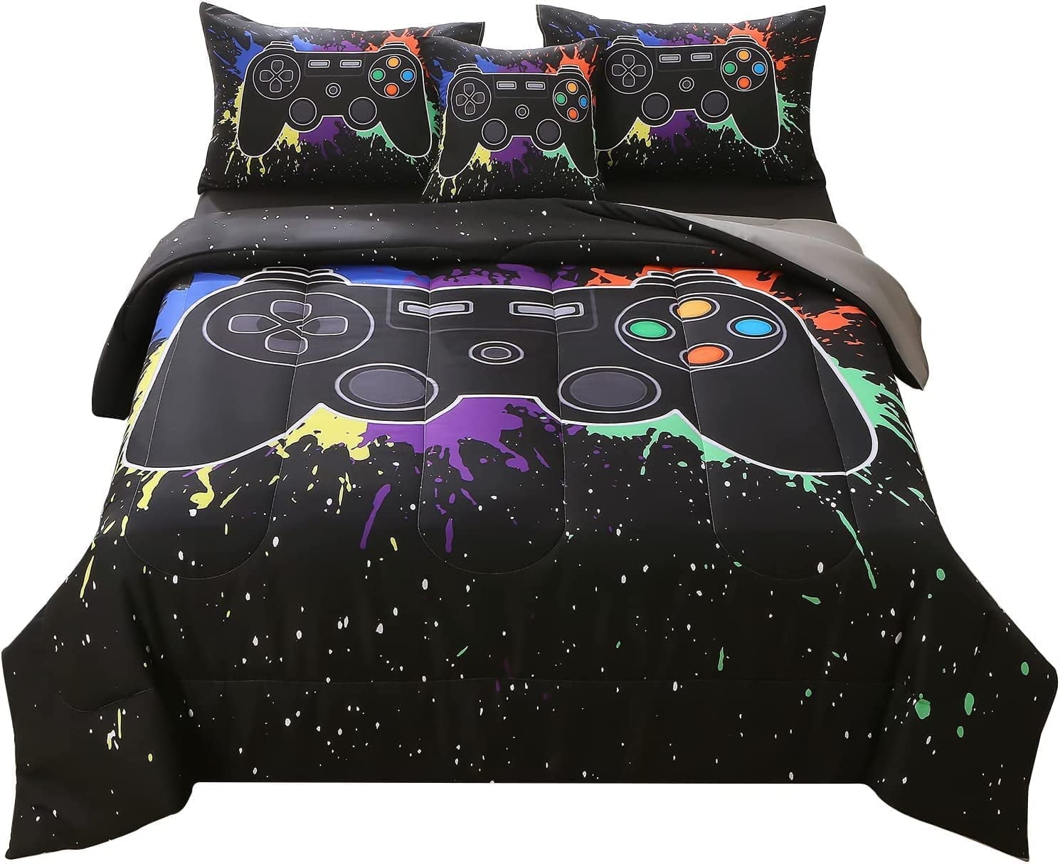 JQinHome Queen Gamer Comforter Sets for Boys&Girls,6 Piece Bed in A Bag ...