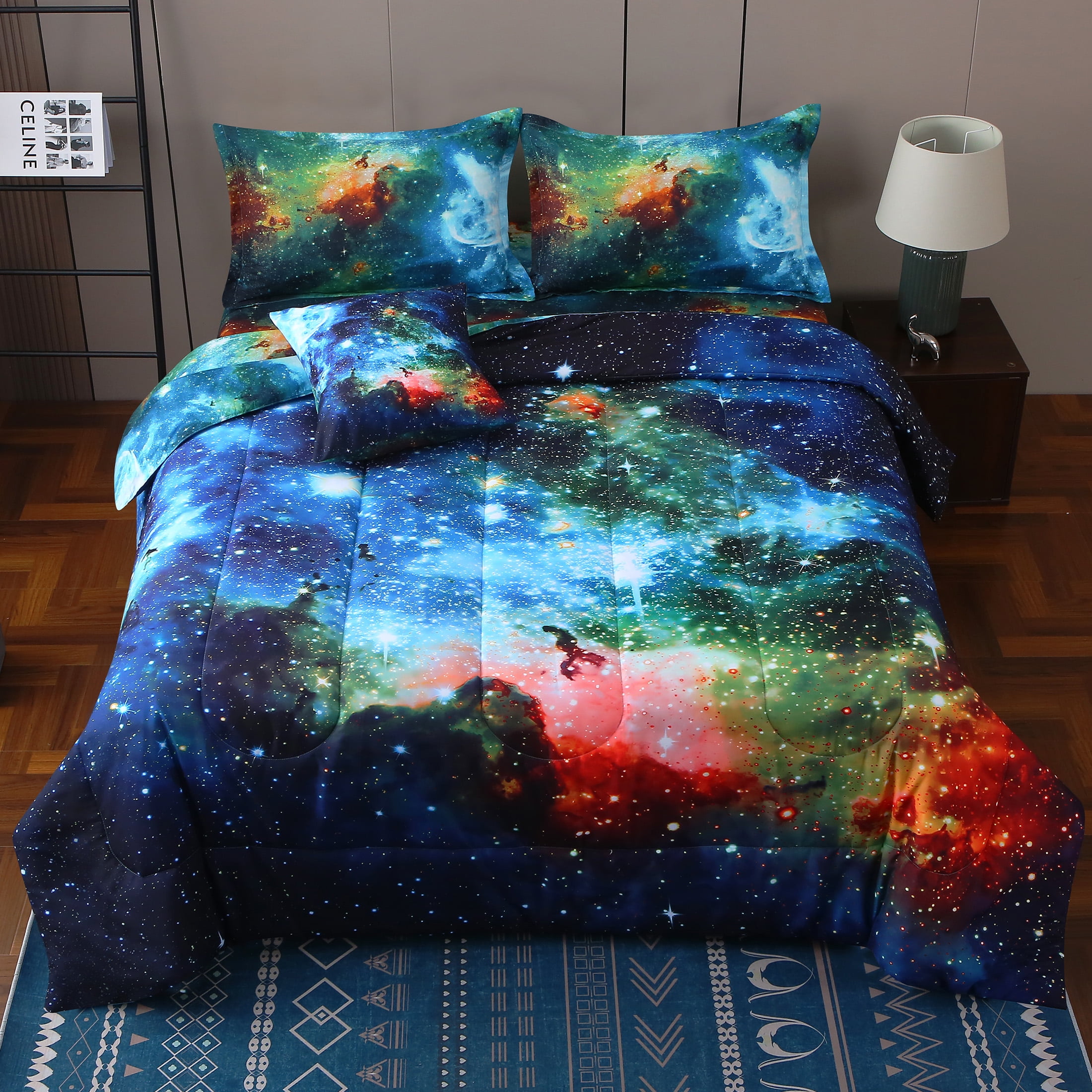 OKKEEY Galaxy Bedding Sets for Teen Boy, 6 Pcs Queen Microfiber ...