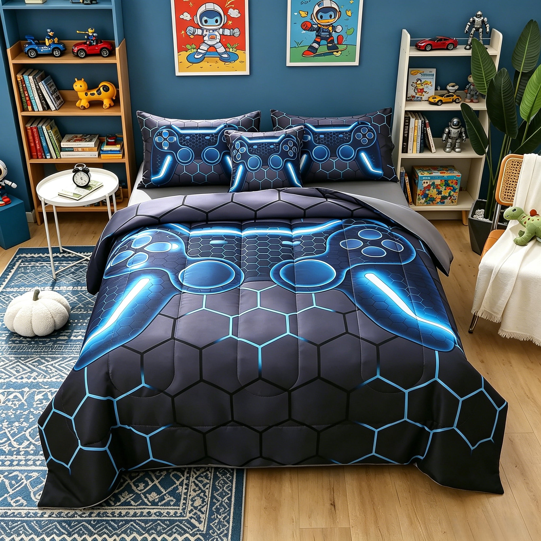 OKKEEY Gaming Comforter Set for Boys Twin Size 6 Pieces, Gamepad ...