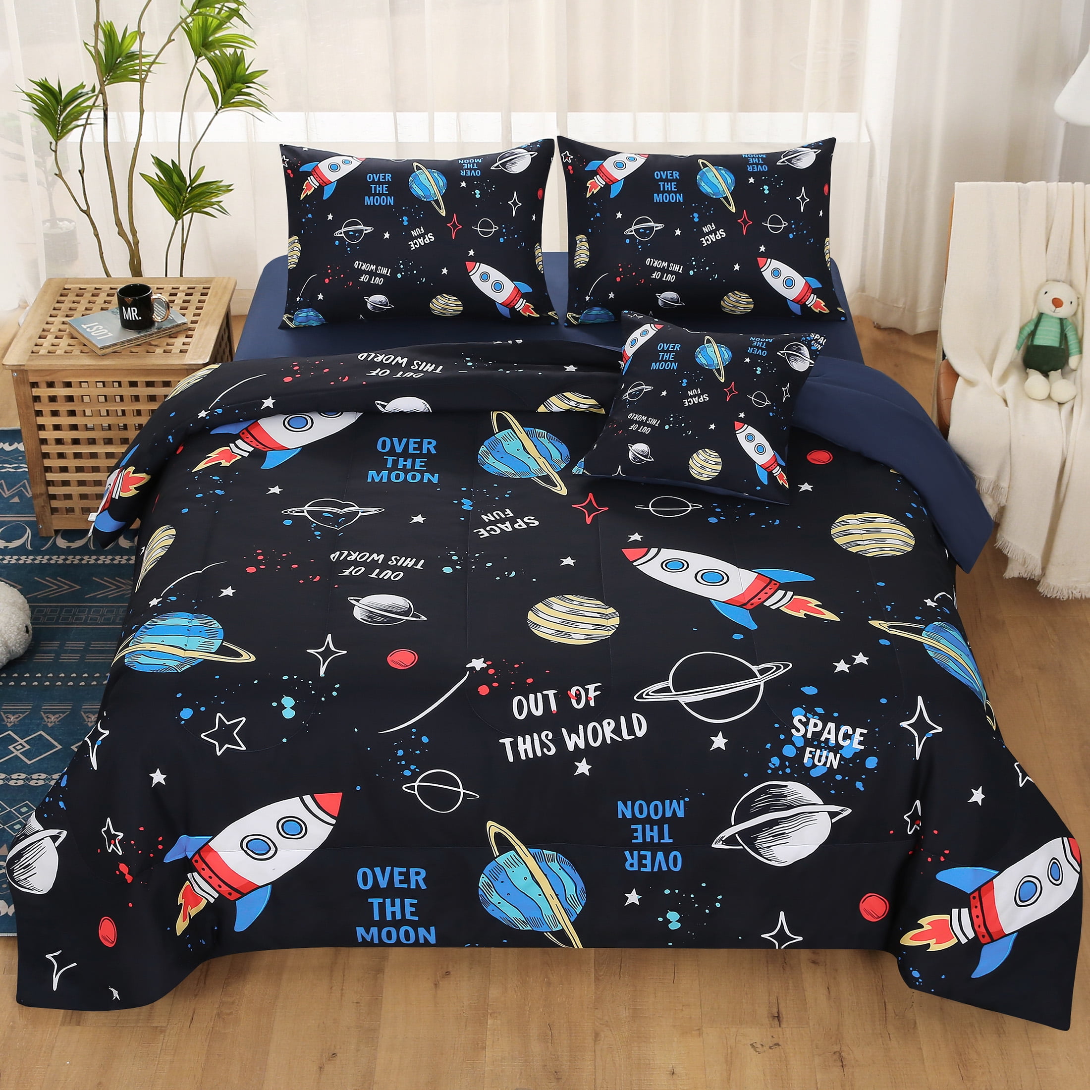 OKKEEY Boys Twin Sheet Comforter Sets, 6 Pcs Planet Theme Bedding Sets ...