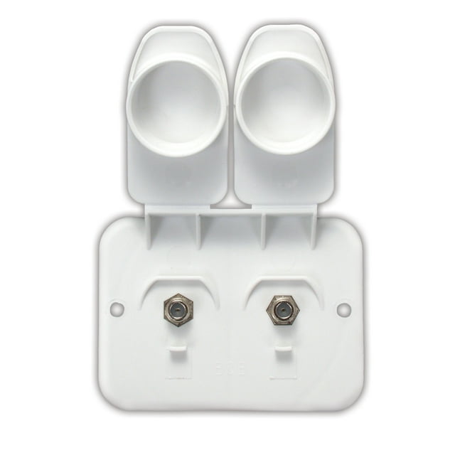 JR Products 543-B-2-A Cable/Cable TV Plate - Polar White - Walmart.com
