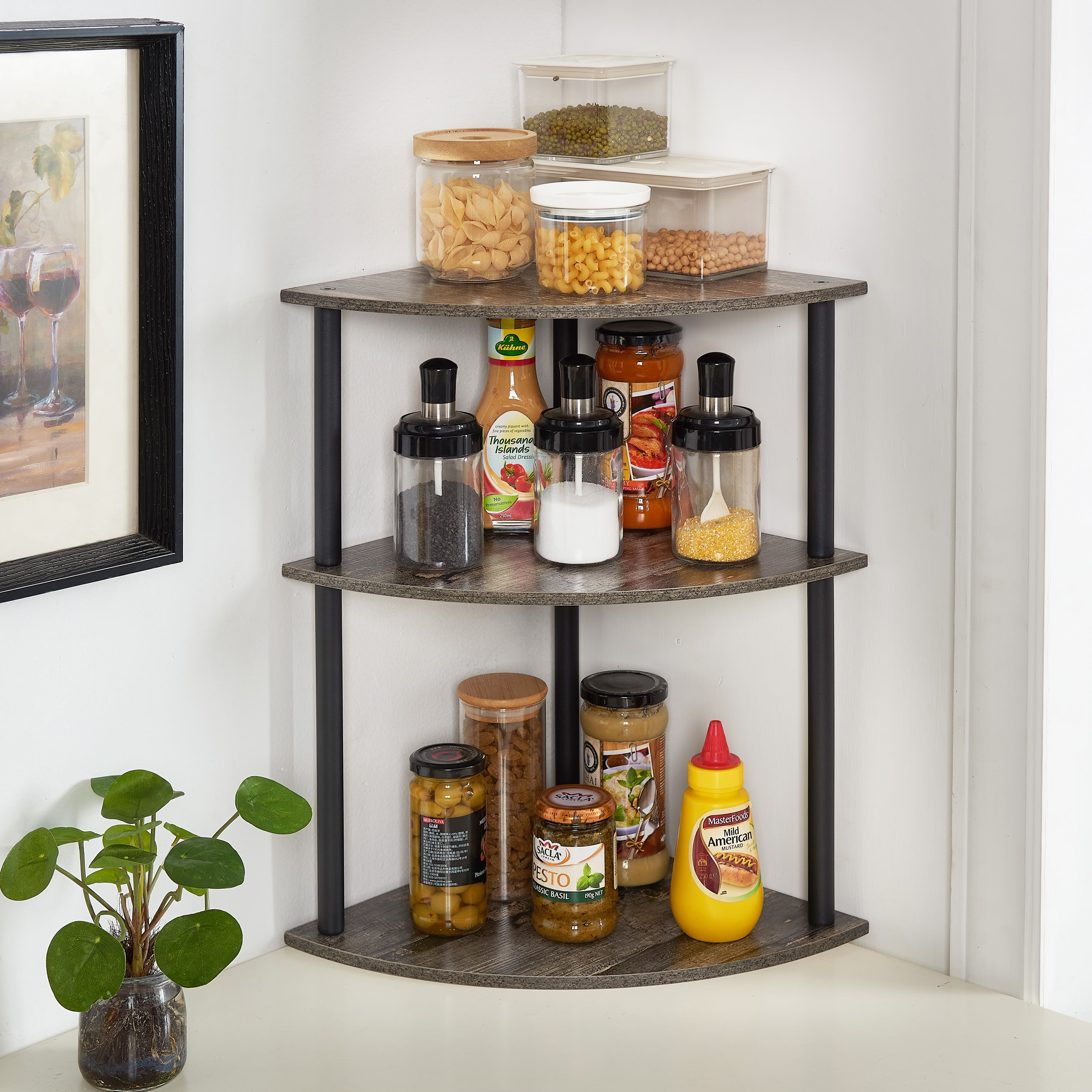 JRHRXXY Desktop Corner Stand,3-Tier Corner Storage Organizer,for Home ...