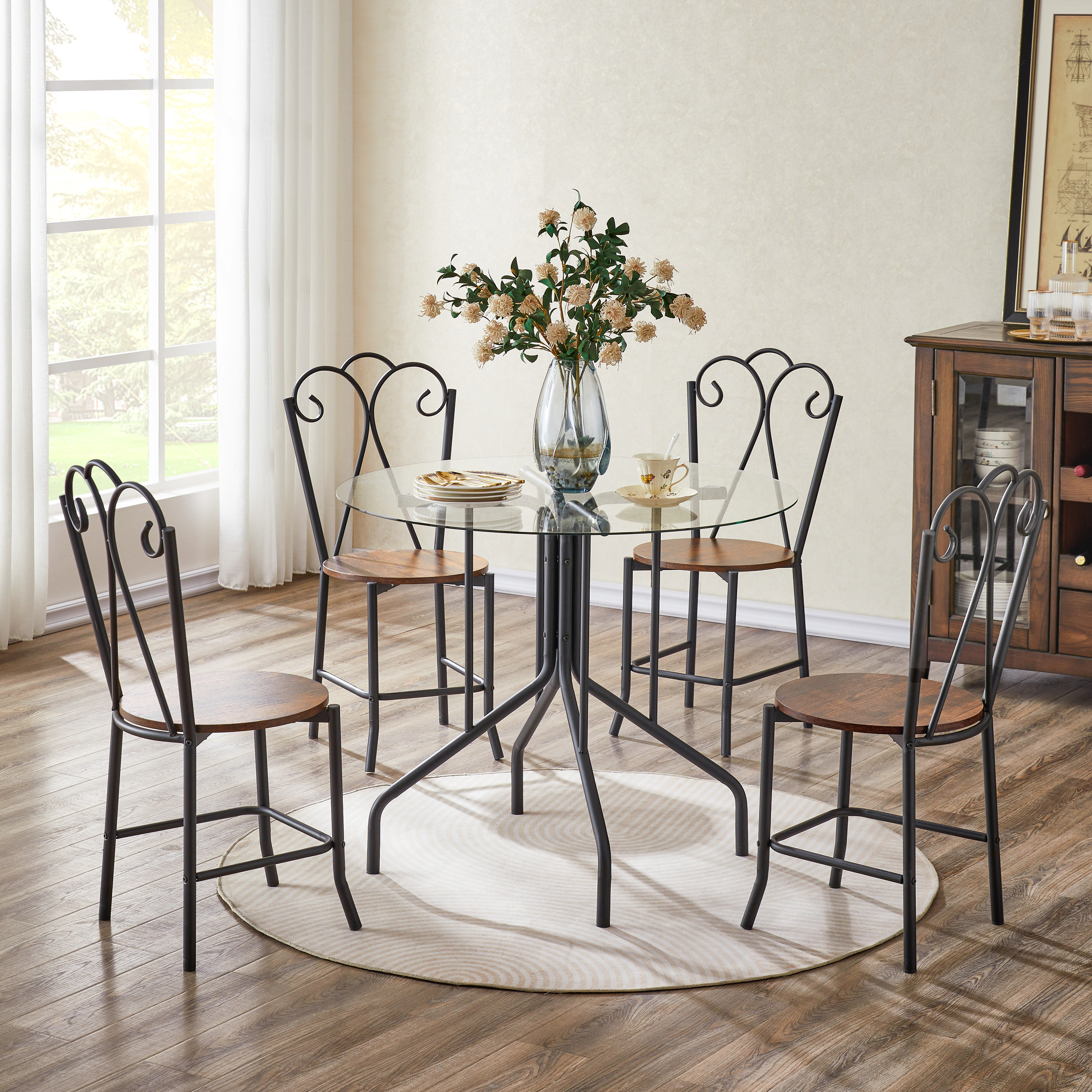 Picket House Furnishings Stanford Round 7PC Dining Set-Round Table & 6 ...
