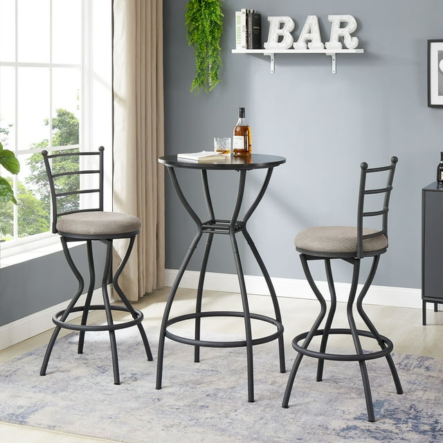 JRHRXXY Bar Table and Chairs Set of 3,Pub Dining Table Set with ...