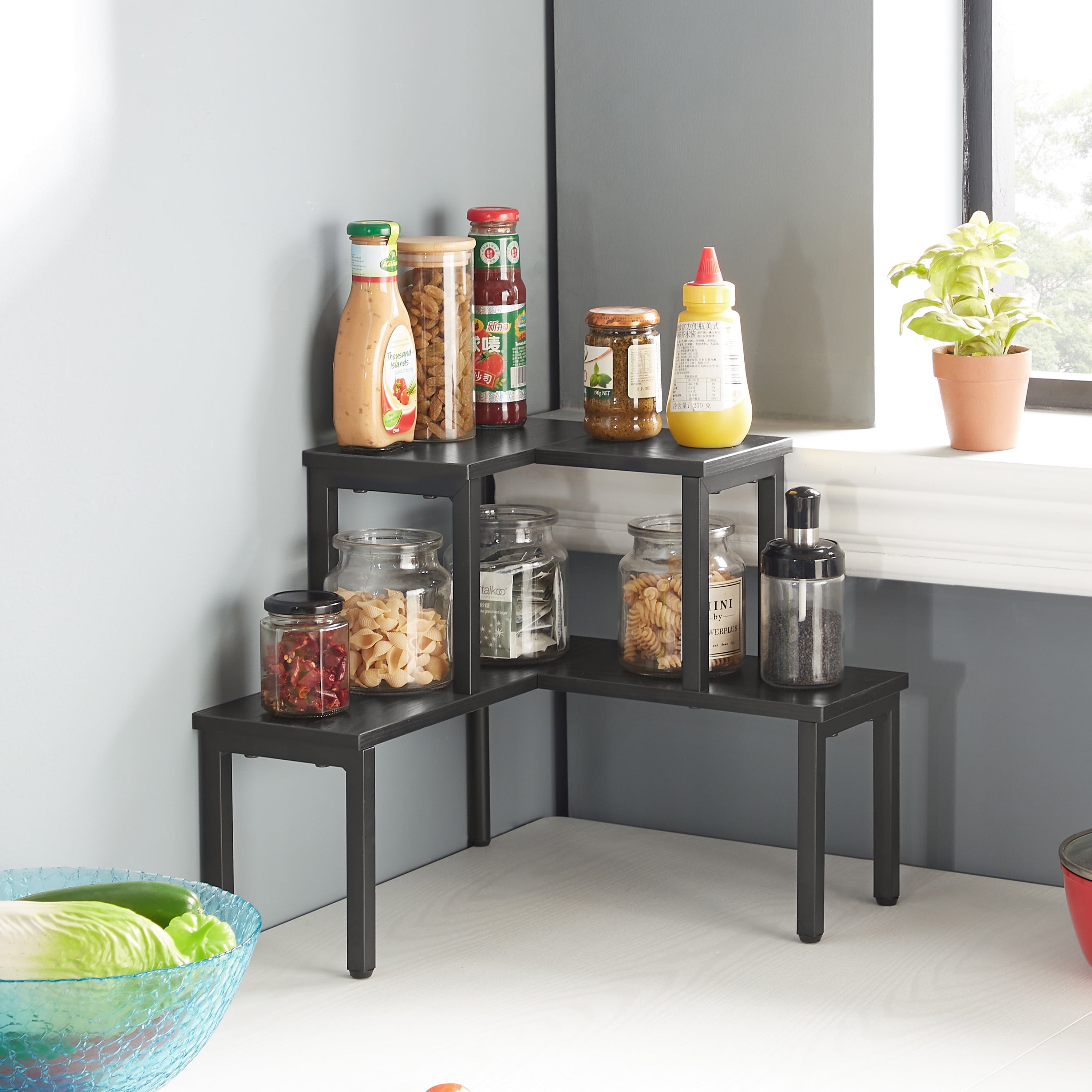 JRHRXXY Countertop Organizer Corner Shelf,2 Tier Moveable Shelf ...