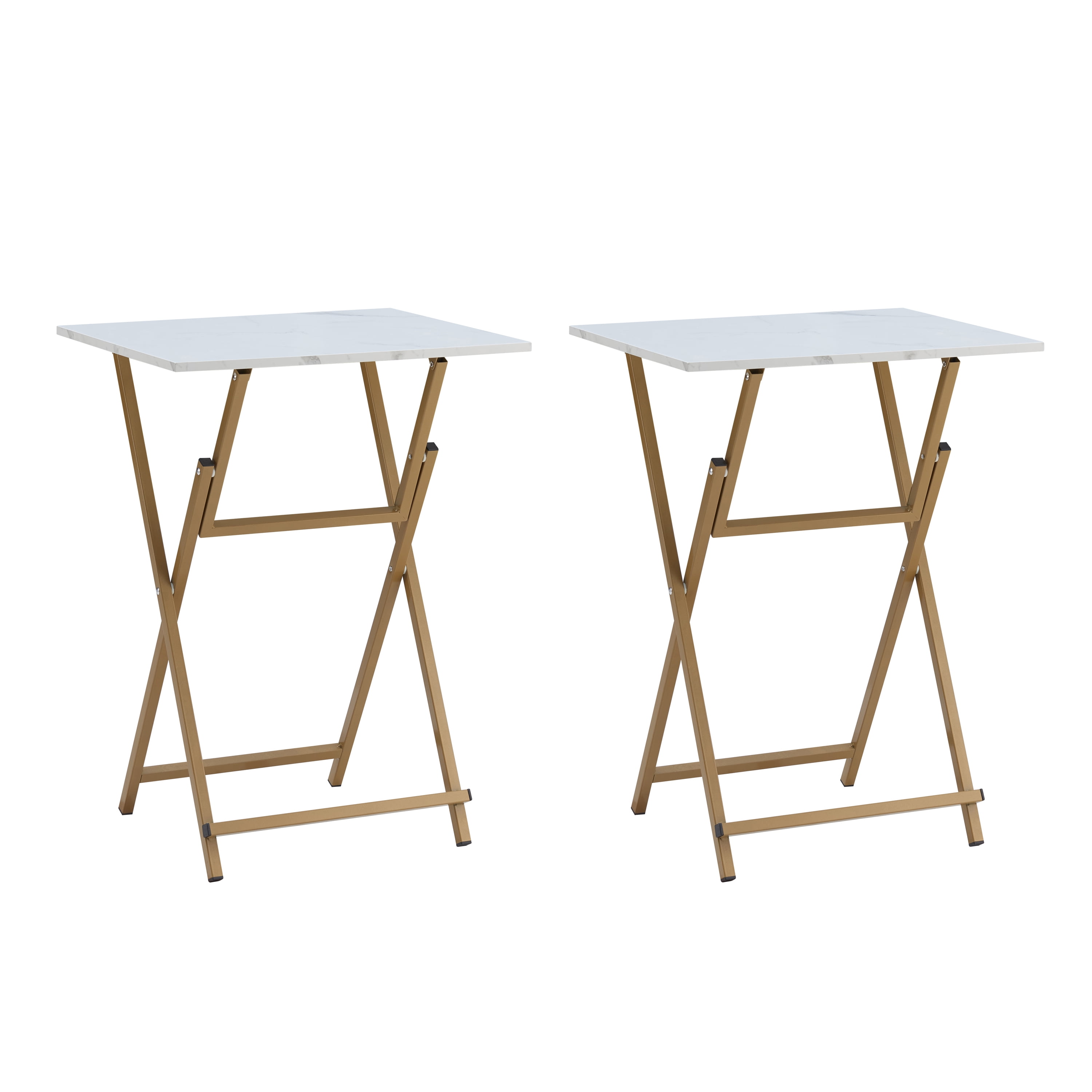 JRHRXXY Home Folding TV Tray Table, Gold and White (Pack of 2 ...
