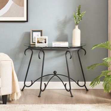 Westcharm Boston Small Metal Half Moon Side Table for Entryway, Hallway ...