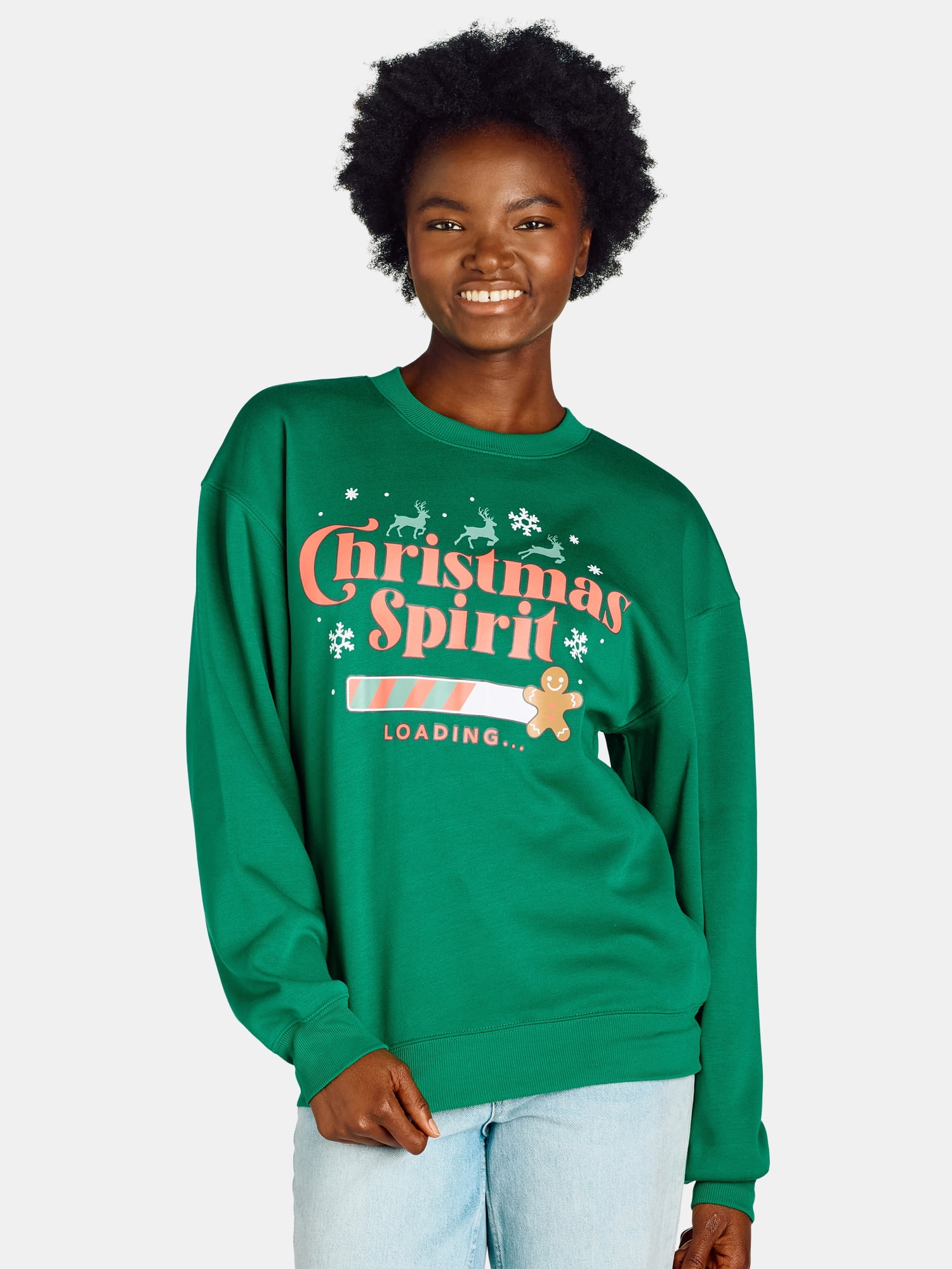 Women’s Christmas Graphic Pullover Sweatshirt with Long Sleeves, Sizes ...
