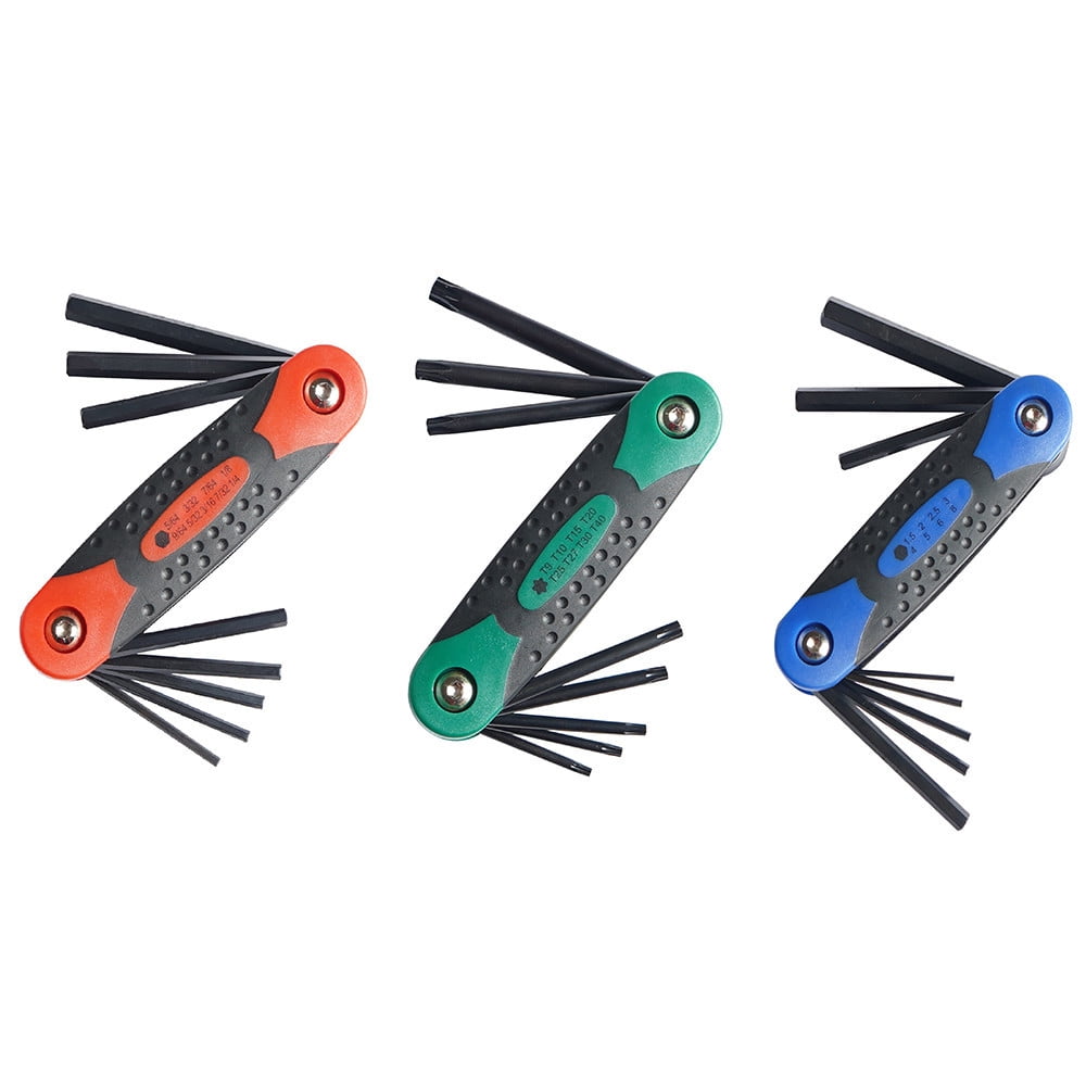 JRSDRIVE 25Pcs Folding Allen Wrench Set Metric & SAE Hex Keys Allen Key Set Tool for Basic Home ...