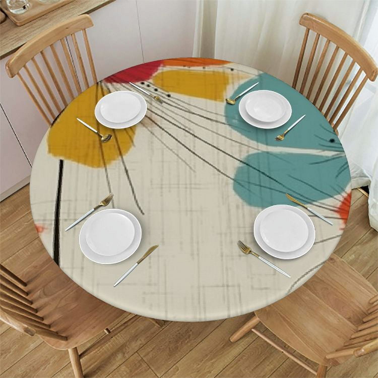 JRXY 1950's Mid Century Modern Tablecloth Round Waterproof Table Cover ...