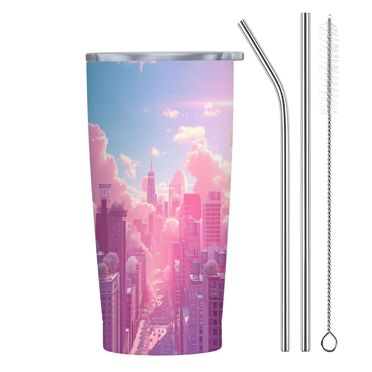 JRXY 20oz Car Straw Cup (with Straw) Kawaii Clouds Pink Purple 20oz ...