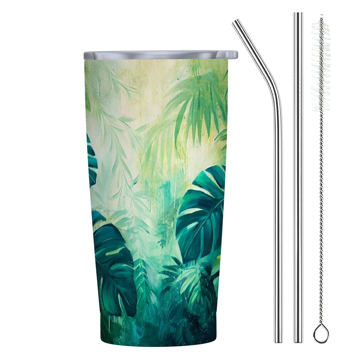 JRXY 20oz Car Straw Cup (with Straw) Palm Leaves with Lush Branches and ...