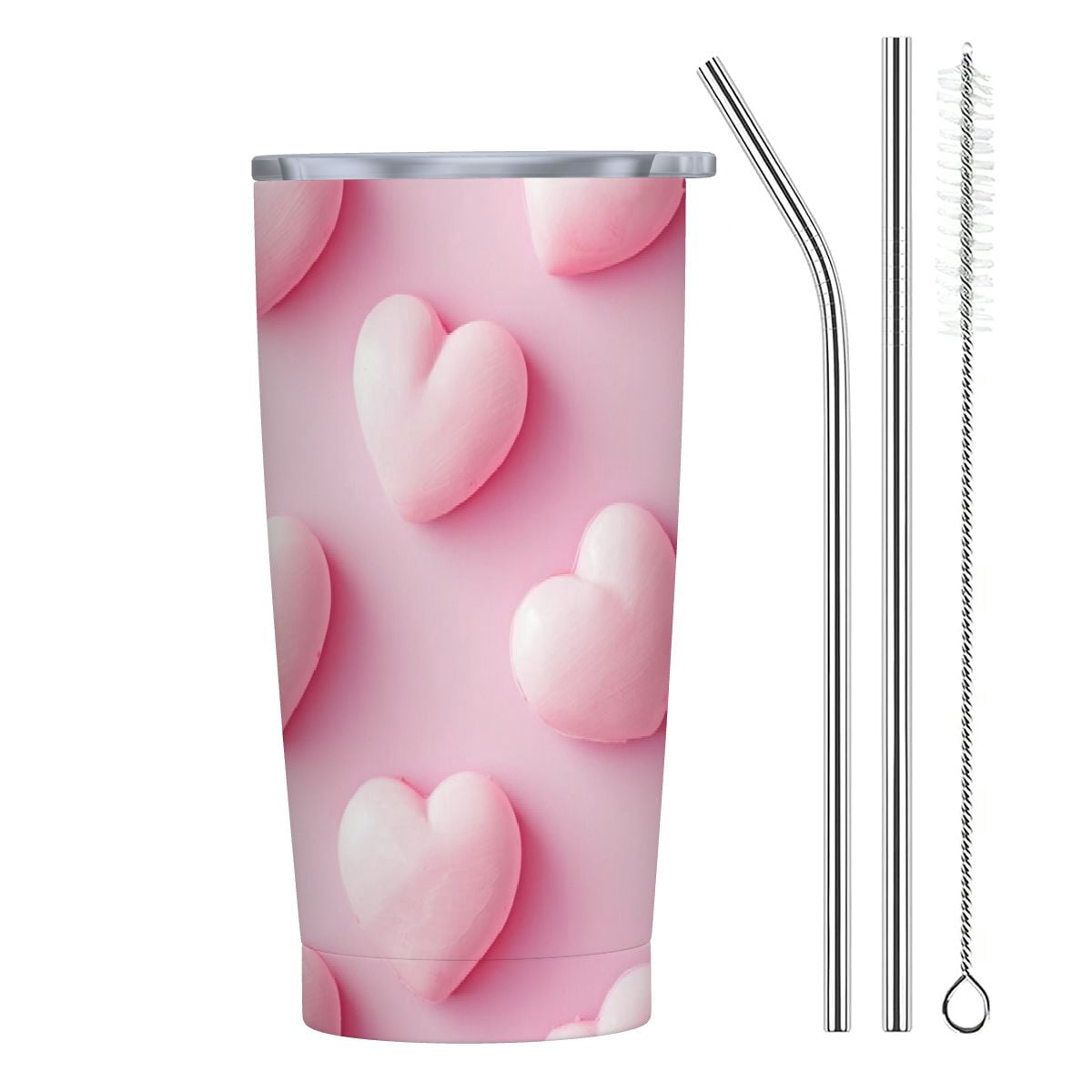 JRXY 20oz Car Straw Cup (with Straw) Pink Hearts Pattern 20oz - Walmart.com