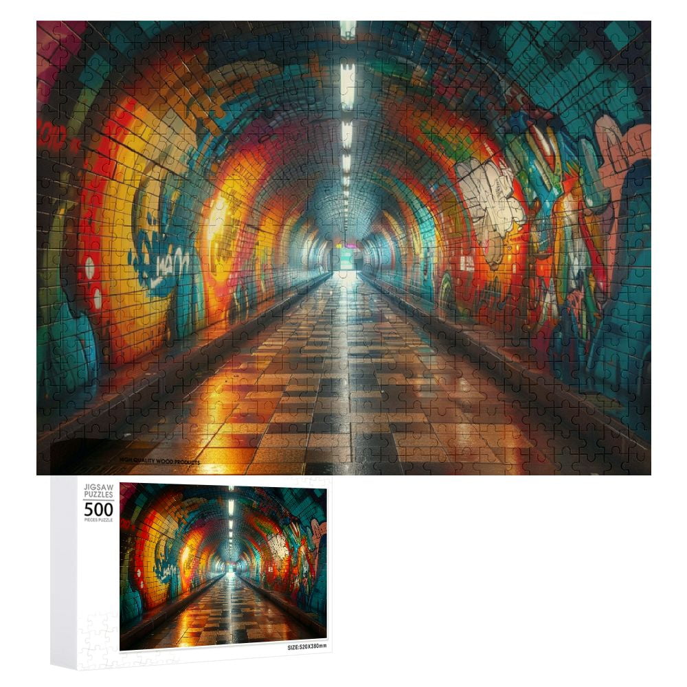 JRXY A Tunnel Filled with Graffiti Patterns Wooden Puzzle Challenging ...