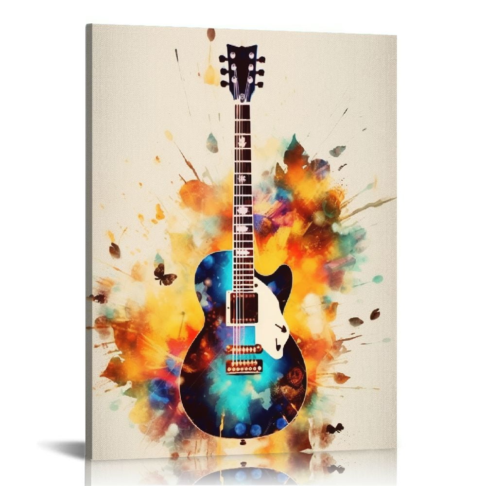 JRXY Acoustic Guitar Watercolor Music Instrument Art Guitar Canvas ...