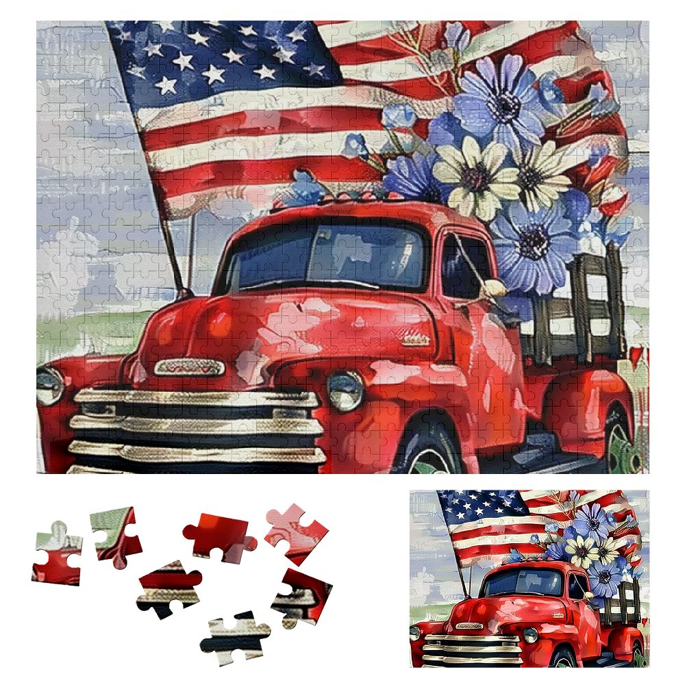 JRXY American Flag Wooden Puzzle Game Toy Gift for Family Friends 500 ...