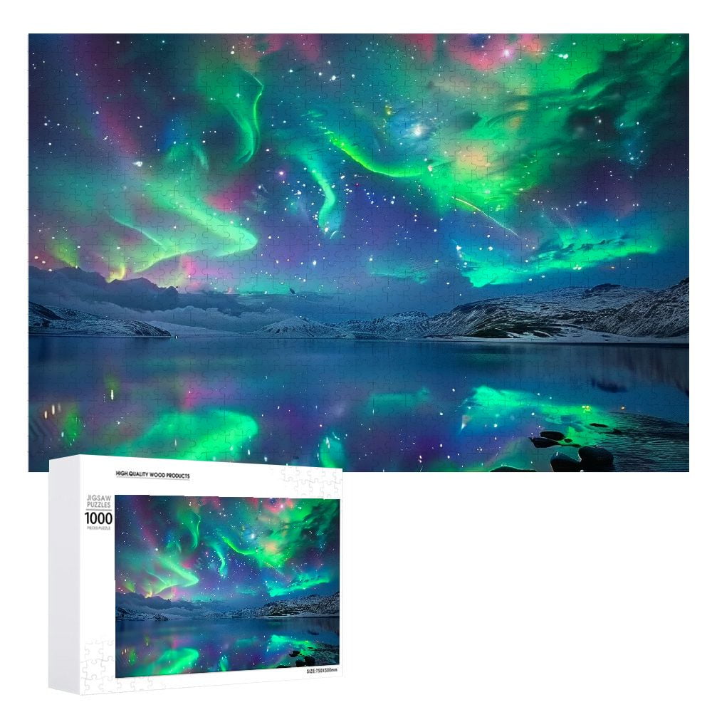 JRXY Aurora Borealis Stars Mystical Colors Wooden Jigsaw Puzzle for ...