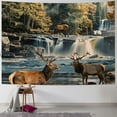 JRXY Autumn Cabin Tapestry Bear Waterfall Tapestries Moose Deer Fall ...