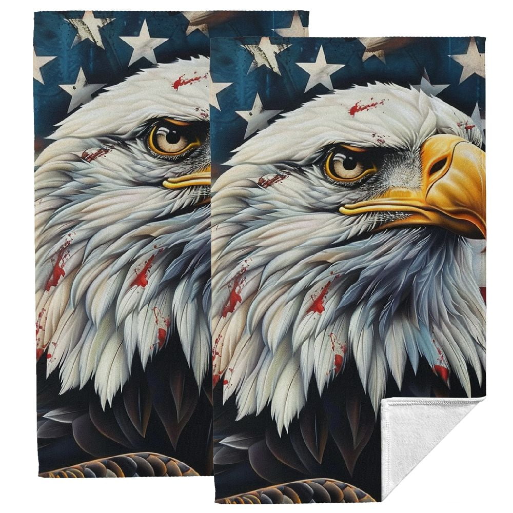 JRXY Bald Eagle American Flag Americo Makk Towel Set - 2 Pack Hand Towel for Kitchens, Bathrooms ...