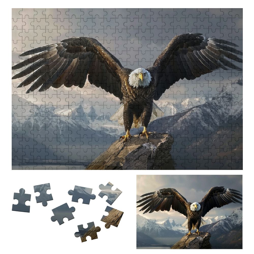 JRXY Bald Eagle Mountain Range Symbolism Wooden Puzzle for Adults and ...