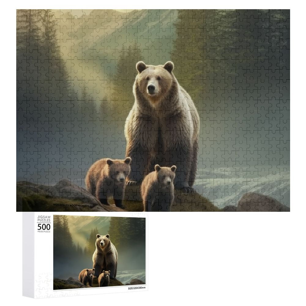 JRXY Bear Cubs Rock Wooden Jigsaw Puzzle Leisure Game Toy Gift for ...