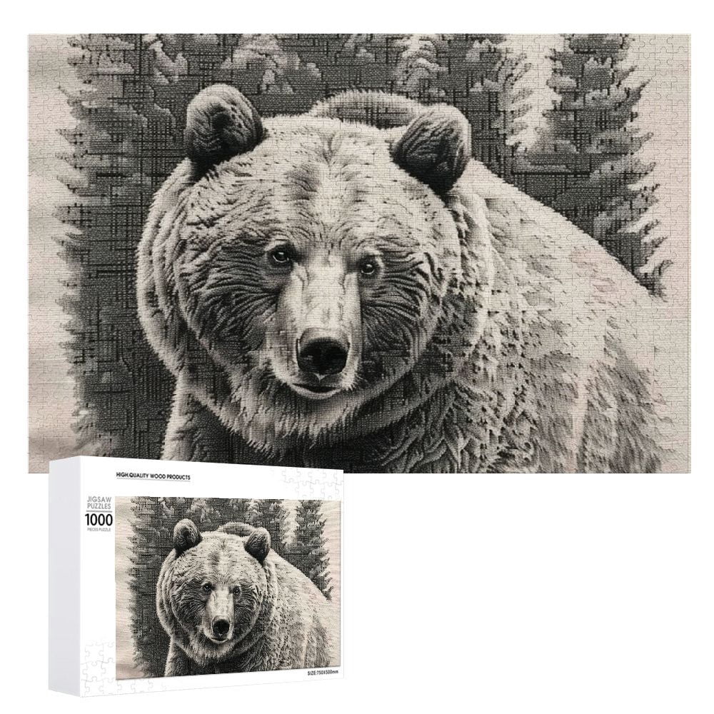 JRXY Bear Trees Stipple Wooden Jigsaw Puzzle for Adults and Kids 1000 ...
