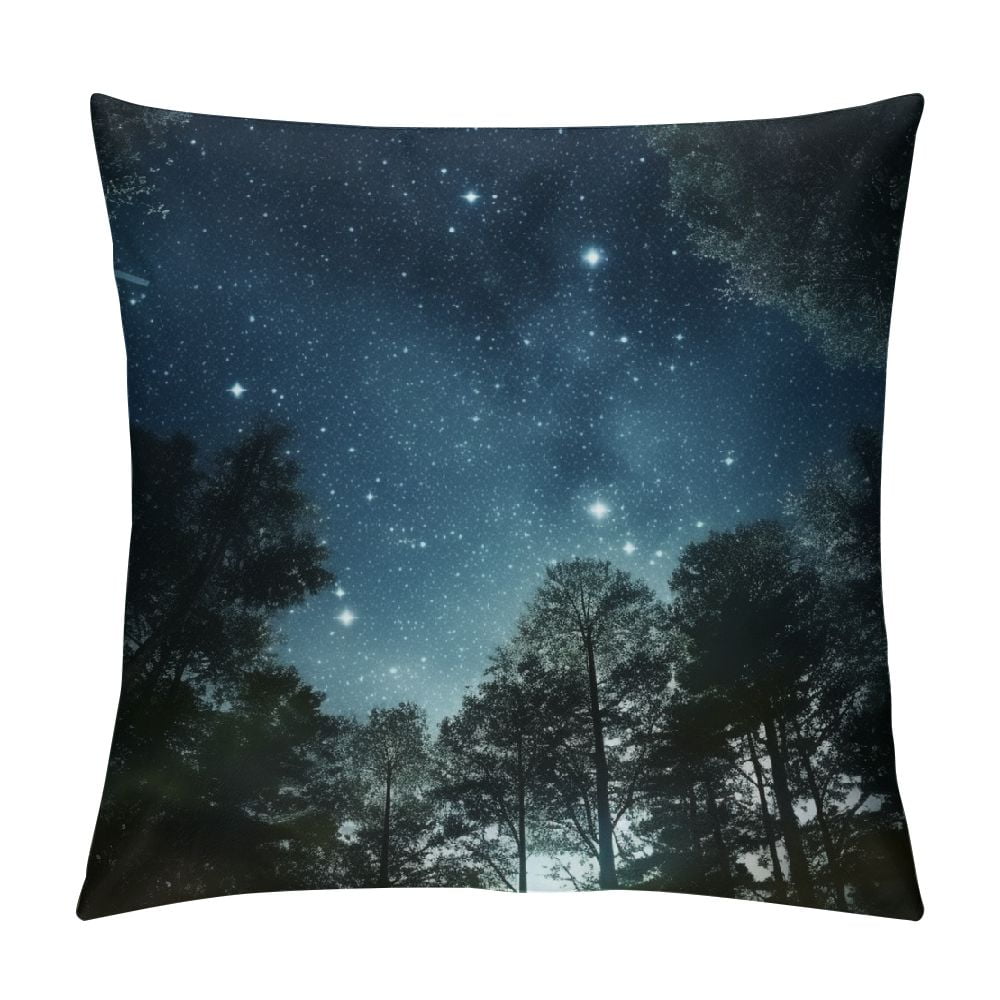 JRXY Beautiful Night Sky Pillow Cover The Milky Way and The Trees ...