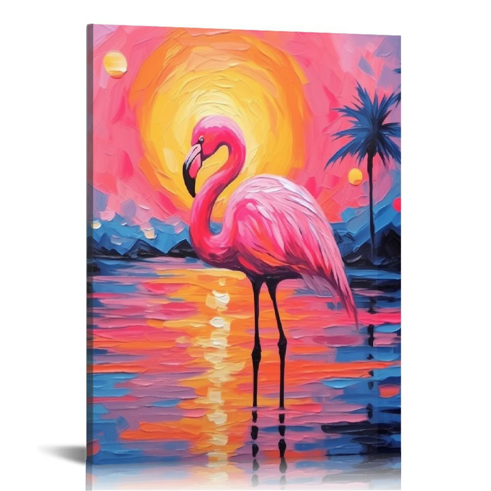 JRXY Bestbuddy Starry Night Inspired Pink Flamingo Tropical Palm Tree ...