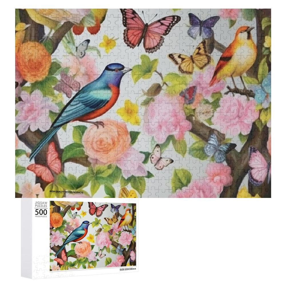 JRXY Birds Flowers Butterflies Wooden Jigsaw Puzzle for Adults and Kids ...