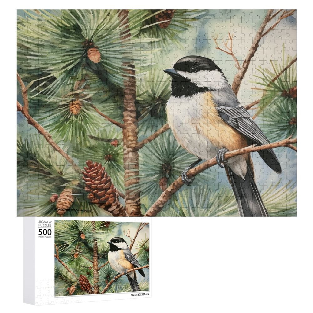 JRXY Birds Pine Tree Branch Watercolor Painting Wooden Jigsaw Puzzle ...