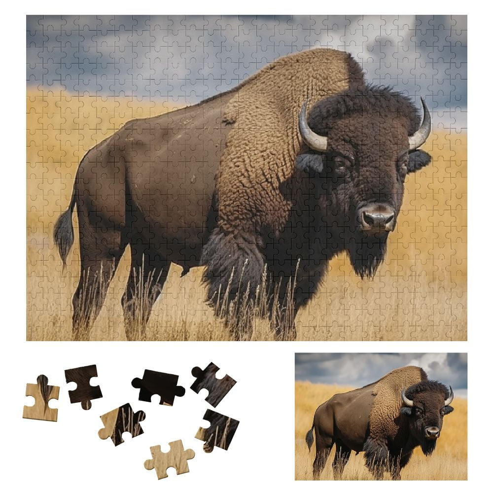 JRXY Bison Challenging Difficult Wood Puzzles for Adults Wooden Jigsaw ...
