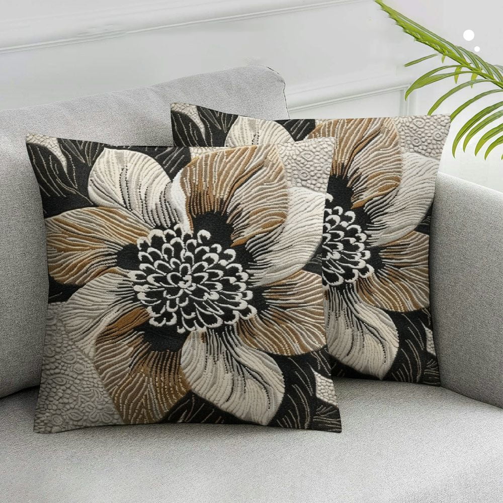 JRXY Black Brown Lumbar Pillow Covers Modern Farmhouse Dahlia Flower ...