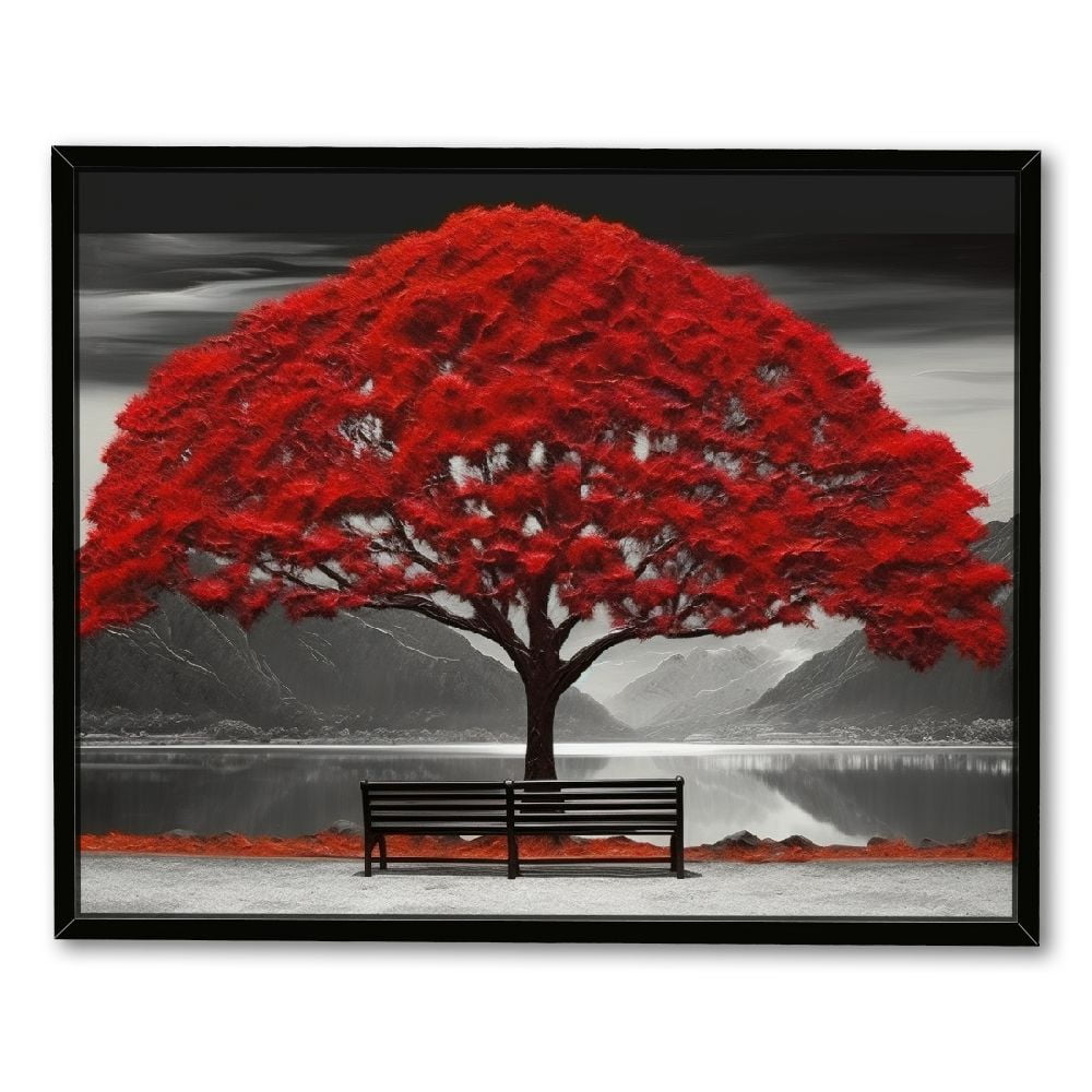 JRXY Black and White Red Tree Wall Art Canvas Print Picture Large Red ...