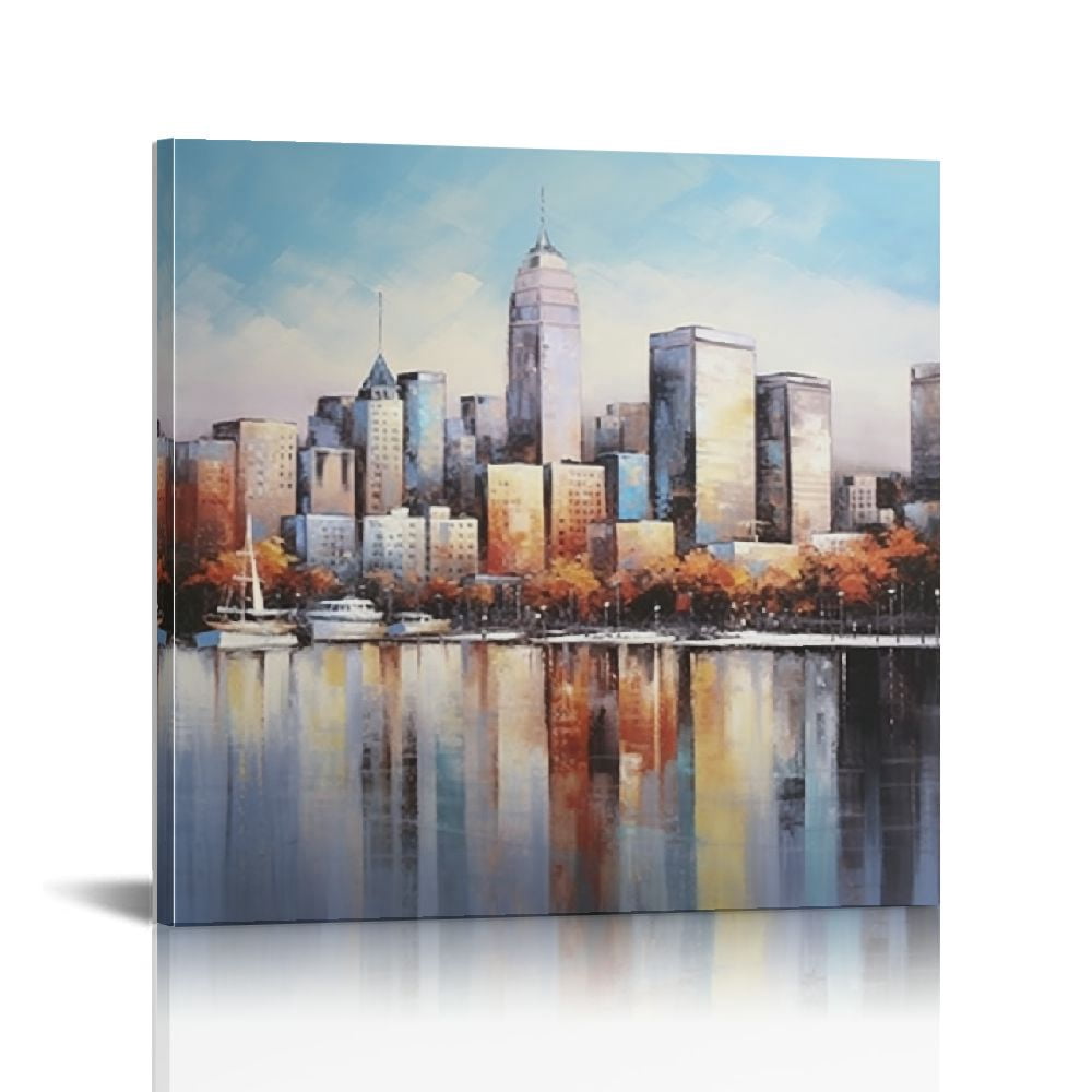 JRXY Brooklyn Bridge Wall Art Modern New York Abstract Canvas Cityscape ...
