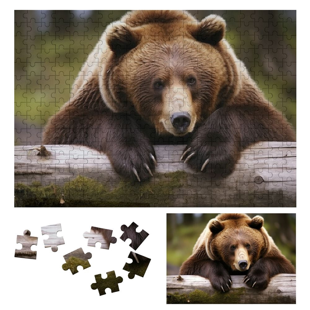 JRXY Brown Bear Forest Wooden Jigsaw Puzzle for Adults and Kids 300 PCS ...