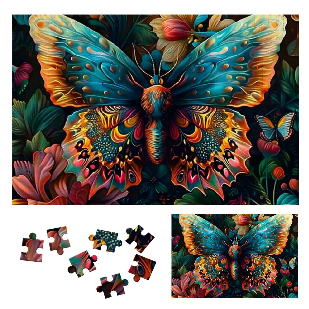 JRXY Butterfly Flowers Digital Painting Wooden Puzzle for Adults and ...