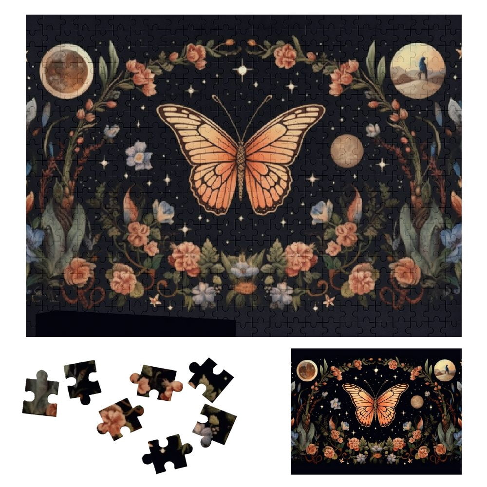 JRXY Butterfly Flowers Moon Wooden Puzzle for Adults and Kids 500 PCS ...