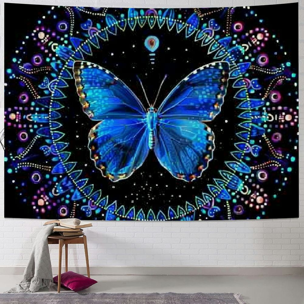 JRXY Butterfly Tapestry for Bedroom Aesthetic Boho Tapestries Blue ...