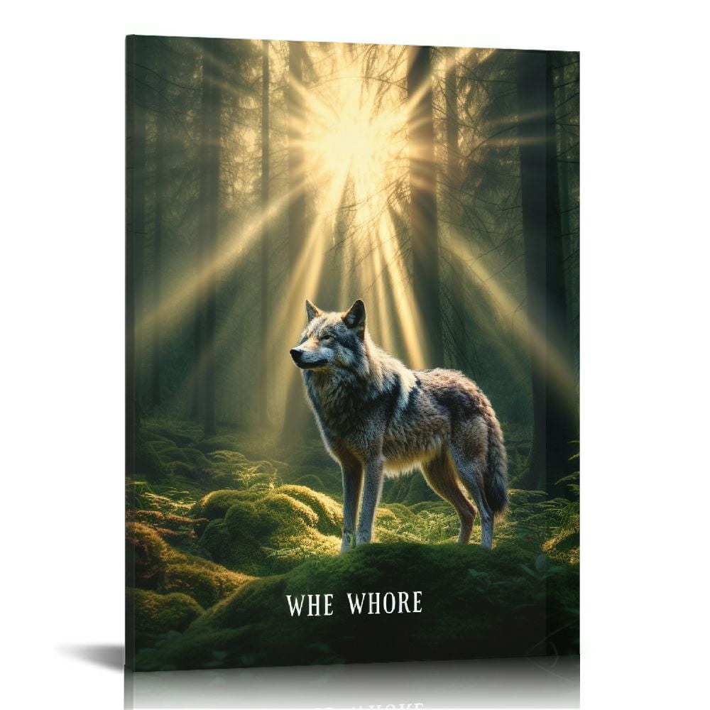 JRXY Cabin Wolf Wall Art Decor Rustic Woodland Wolf Paintings Canvas ...