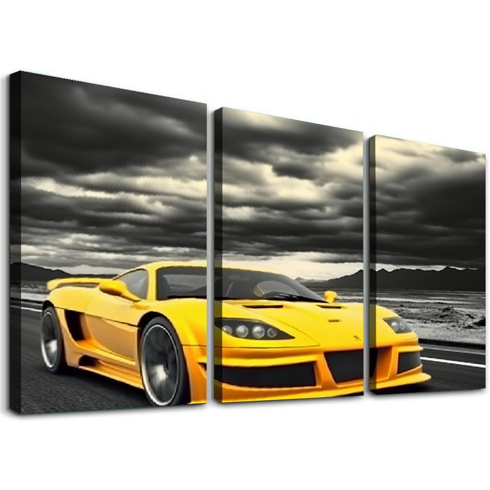 JRXY Car Pictures Black and White Wall Art Racing Car Canvas Prints for ...