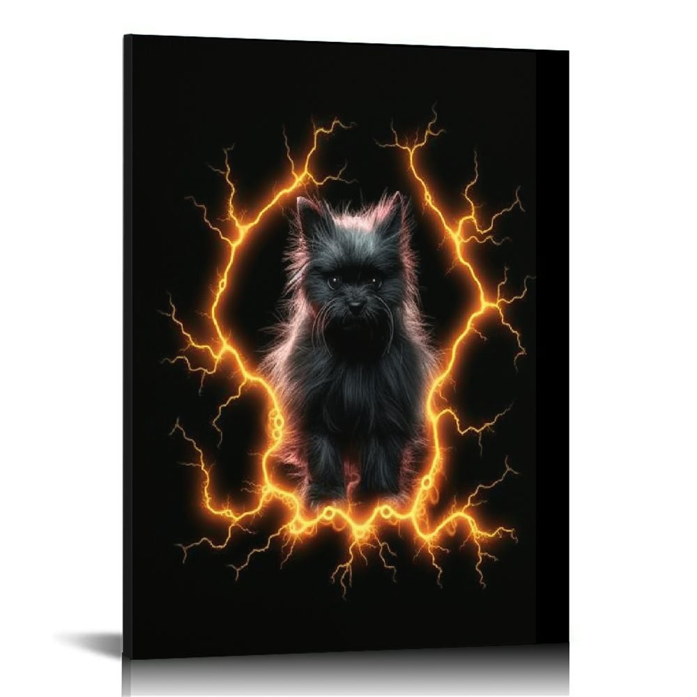 JRXY Cat Wall Poster Halloween Black Cat Lightning Art Print Home Decor ...