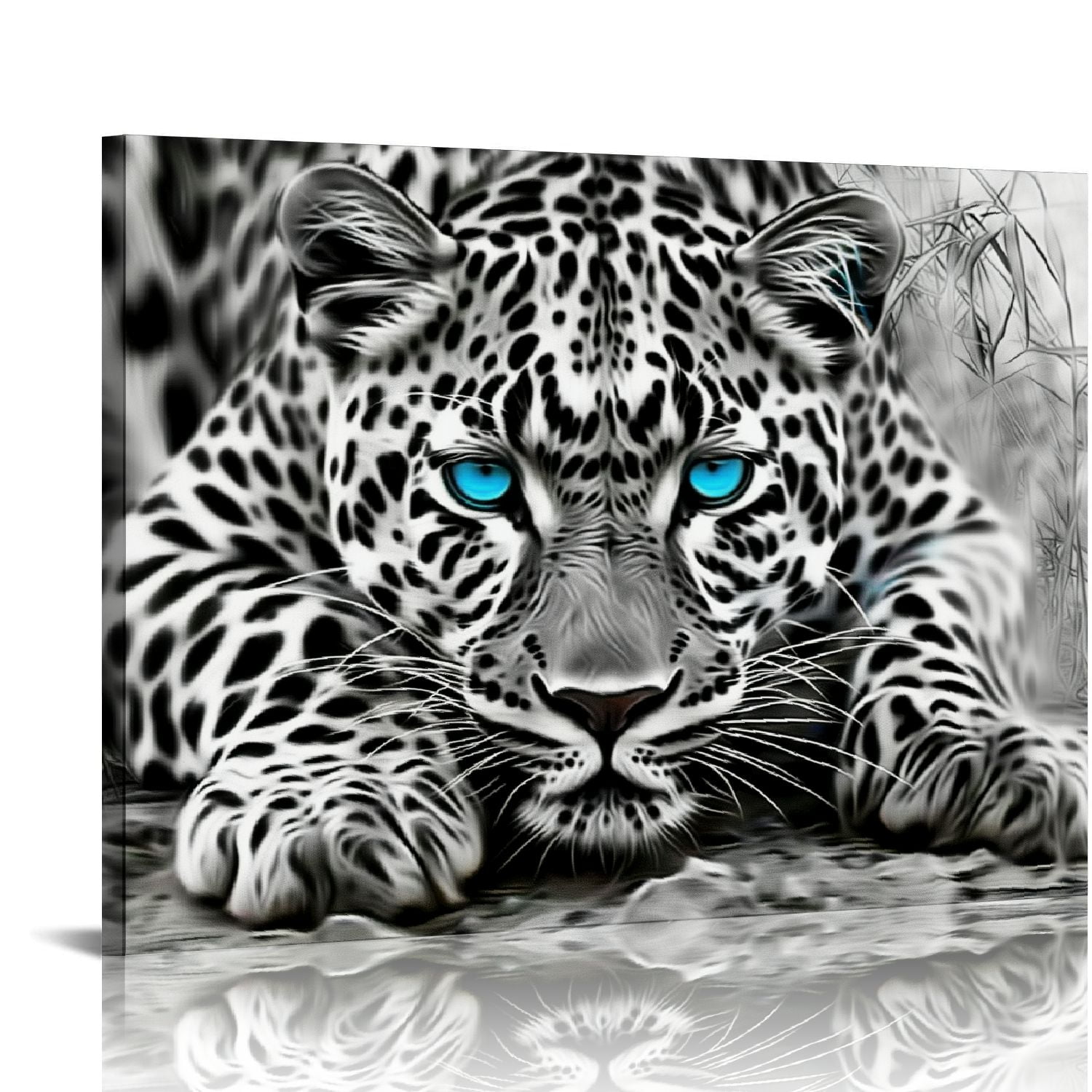 JRXY Cheetah Blue Eyes Leopard Animal Black and White Abstract Poster ...