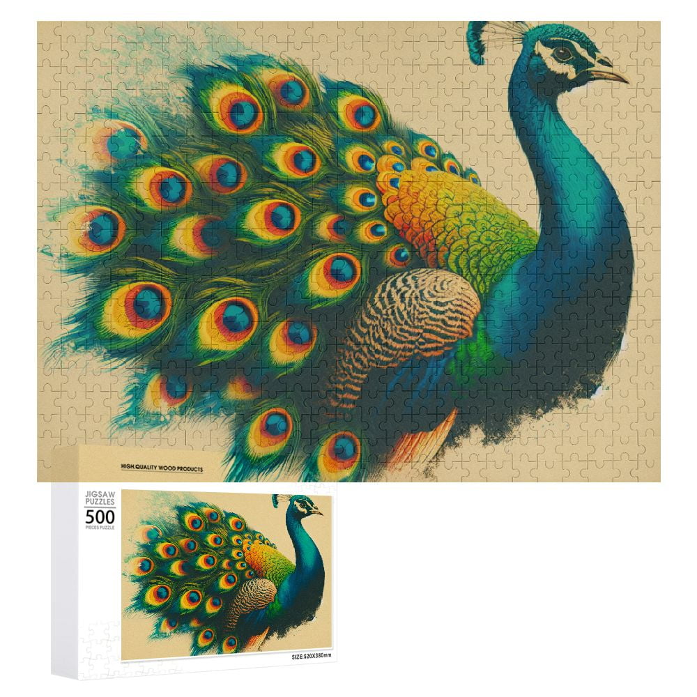 JRXY Chinoiserie Pillow Cover Peacock Vintage Decorative Wood Puzzles ...