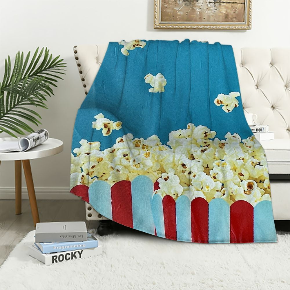 JRXY Cinema Blanket Popcorn Blue Throw Blanket Cartoon Cute Kawaii ...
