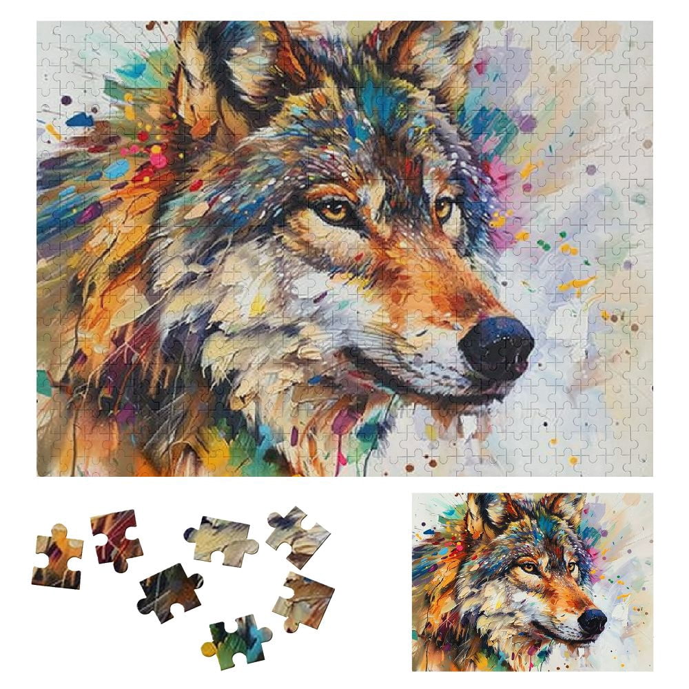 JRXY Colorful Paint Splatters Wooden Jigsaw Puzzle Leisure Game Toy ...